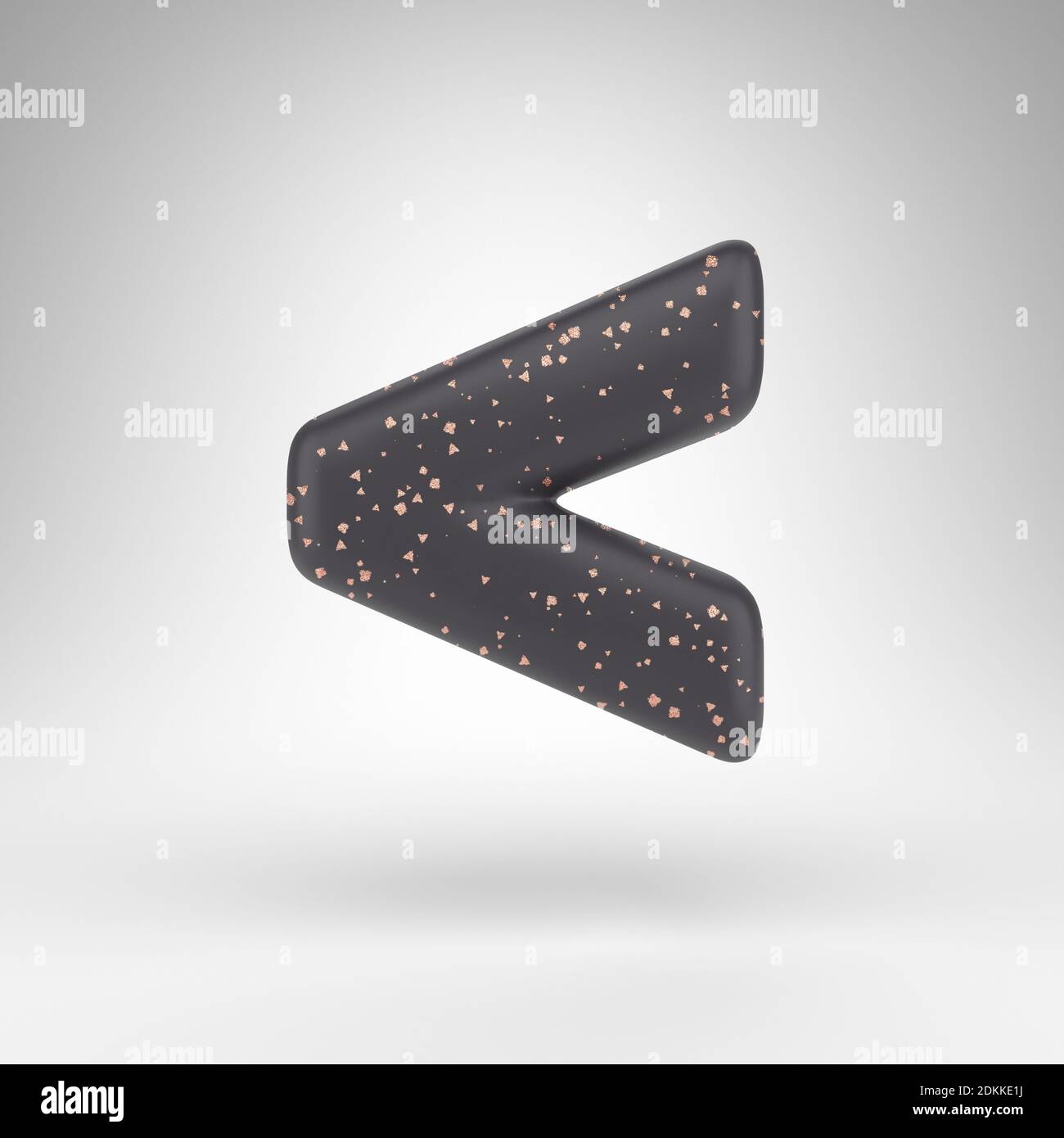 Less than symbol on white background. Black matte 3D rendered sign with ...