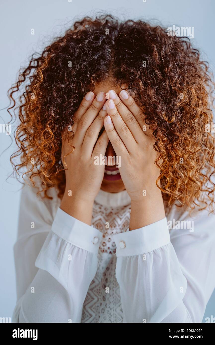 Female covering body hands isolated hi-res stock photography and images ...