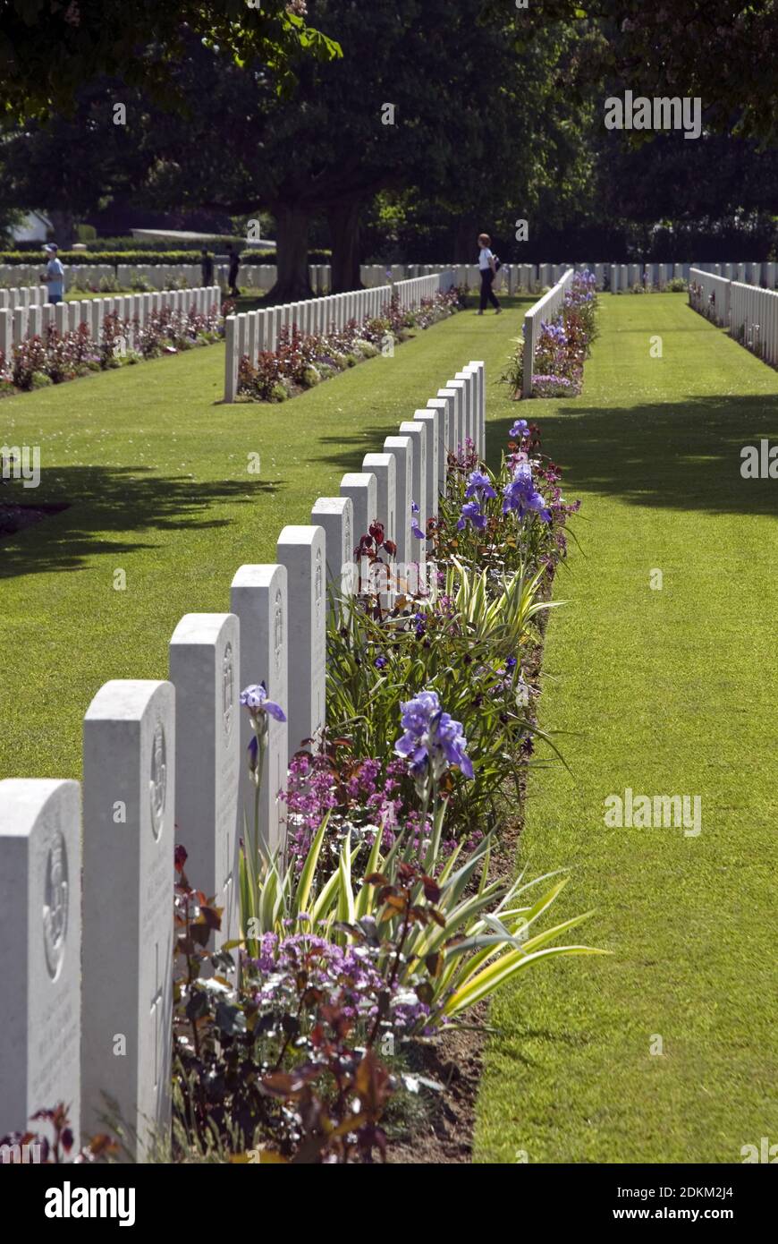 Graves of British soldiers killed during the Normandy (D-Day) invasions at the Bayeux ...
