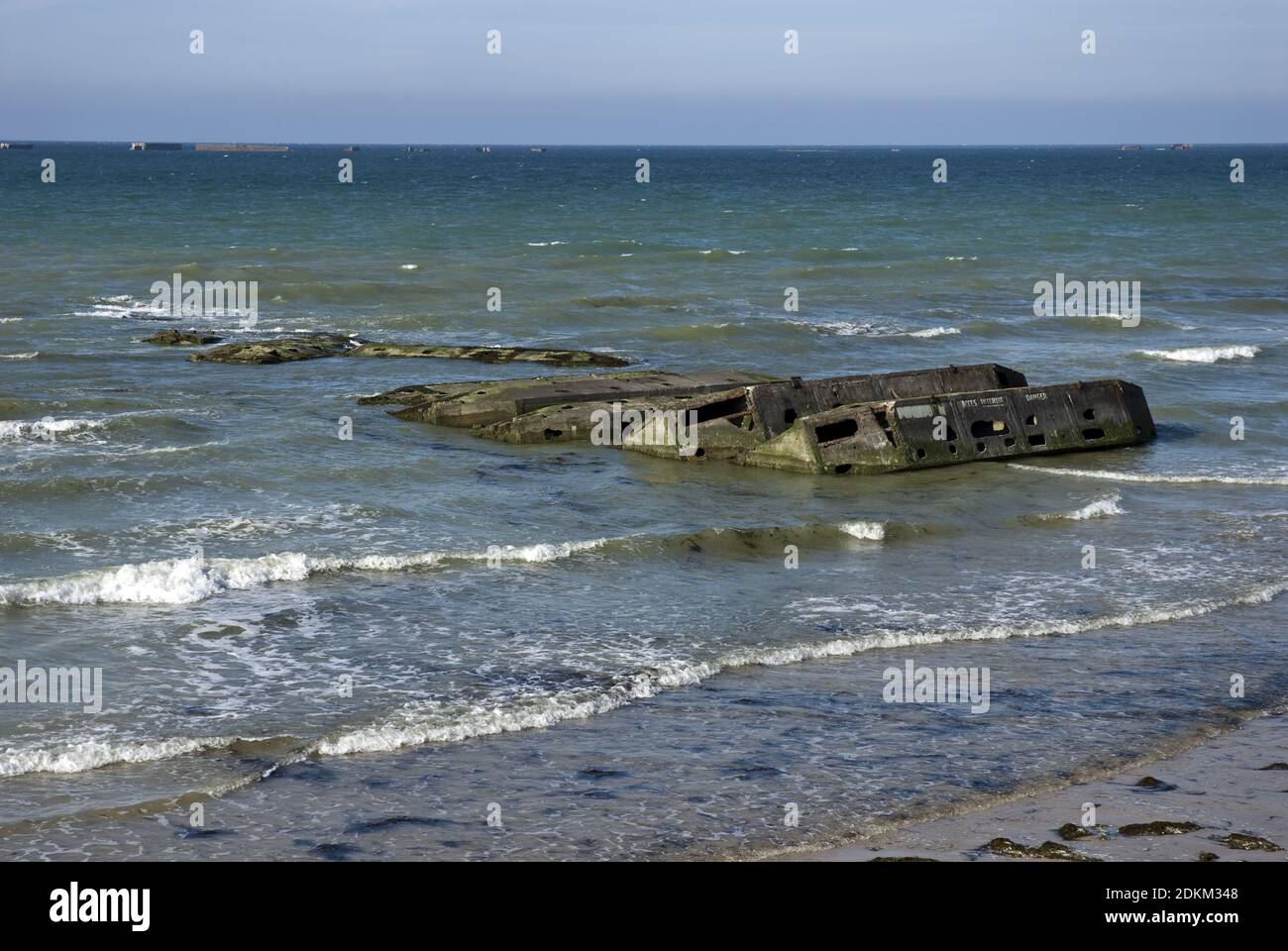 Remnants of the Mulberry Harbours, temporary docks built to land ...