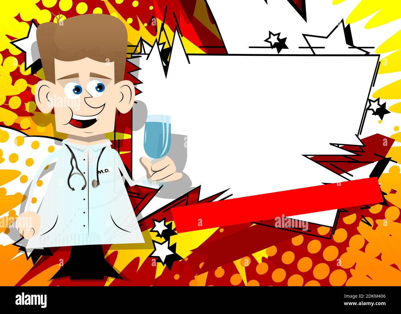 Funny cartoon doctor dr h glassw. Vector illustration. Healthy ...