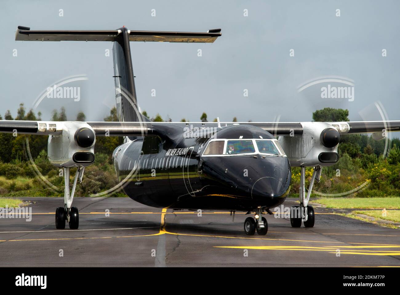 A Bombardier Dash 8 Q300 series of Air New Zealand painted in all black ...