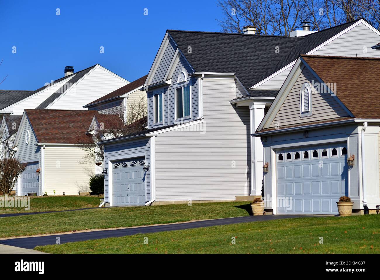 Bartlett, Illinois, USA. A series of homes in a subdivision provide a ...