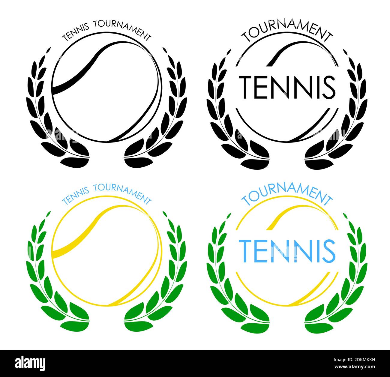 symbols sport ball for tennis on white background with winner laurel ...