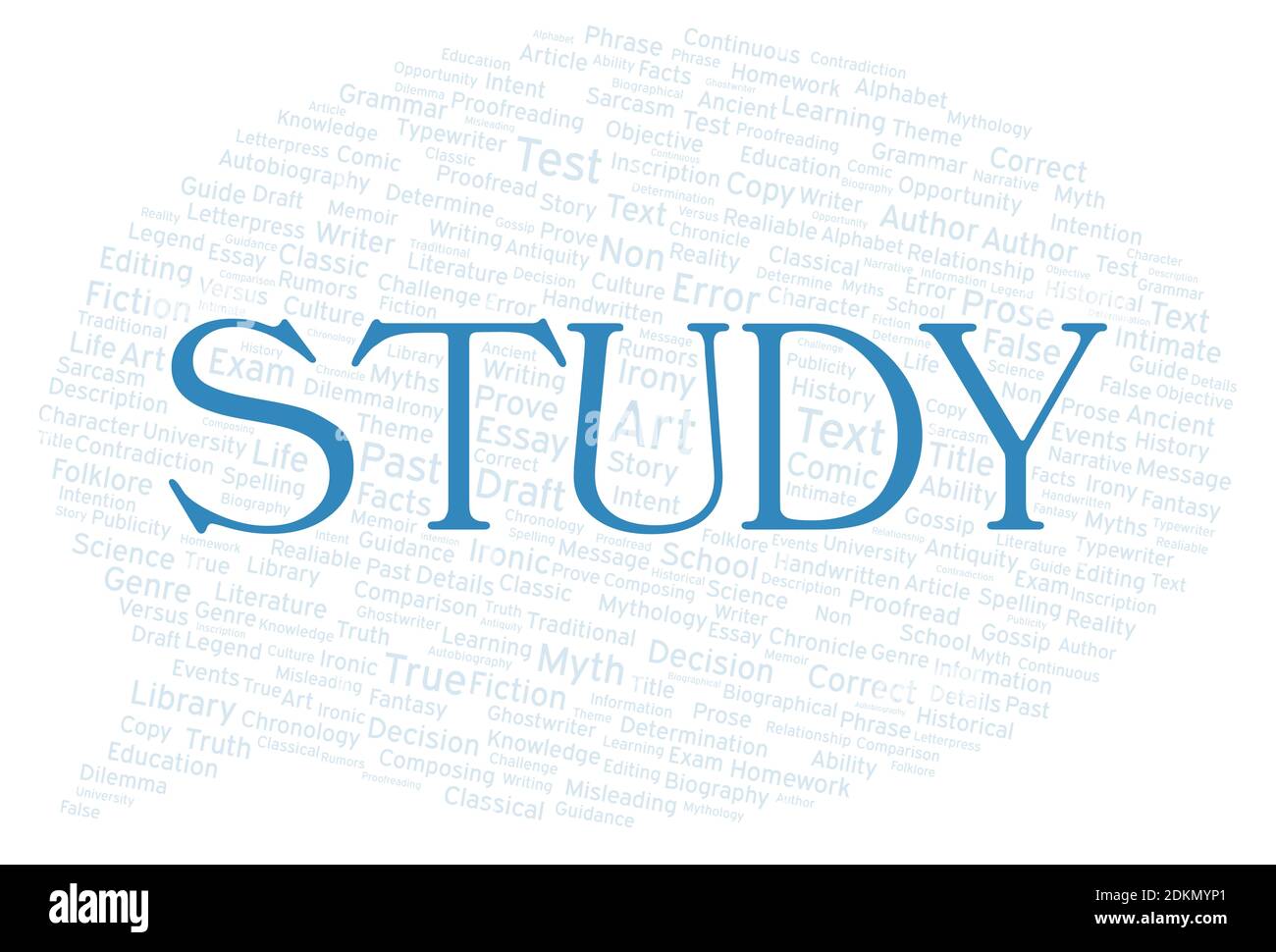 Study typography word cloud create with text only Stock Photo - Alamy