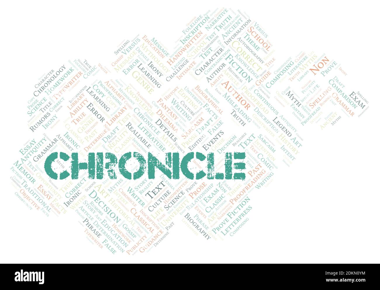 Chronicle typography word cloud create with text only Stock Photo - Alamy