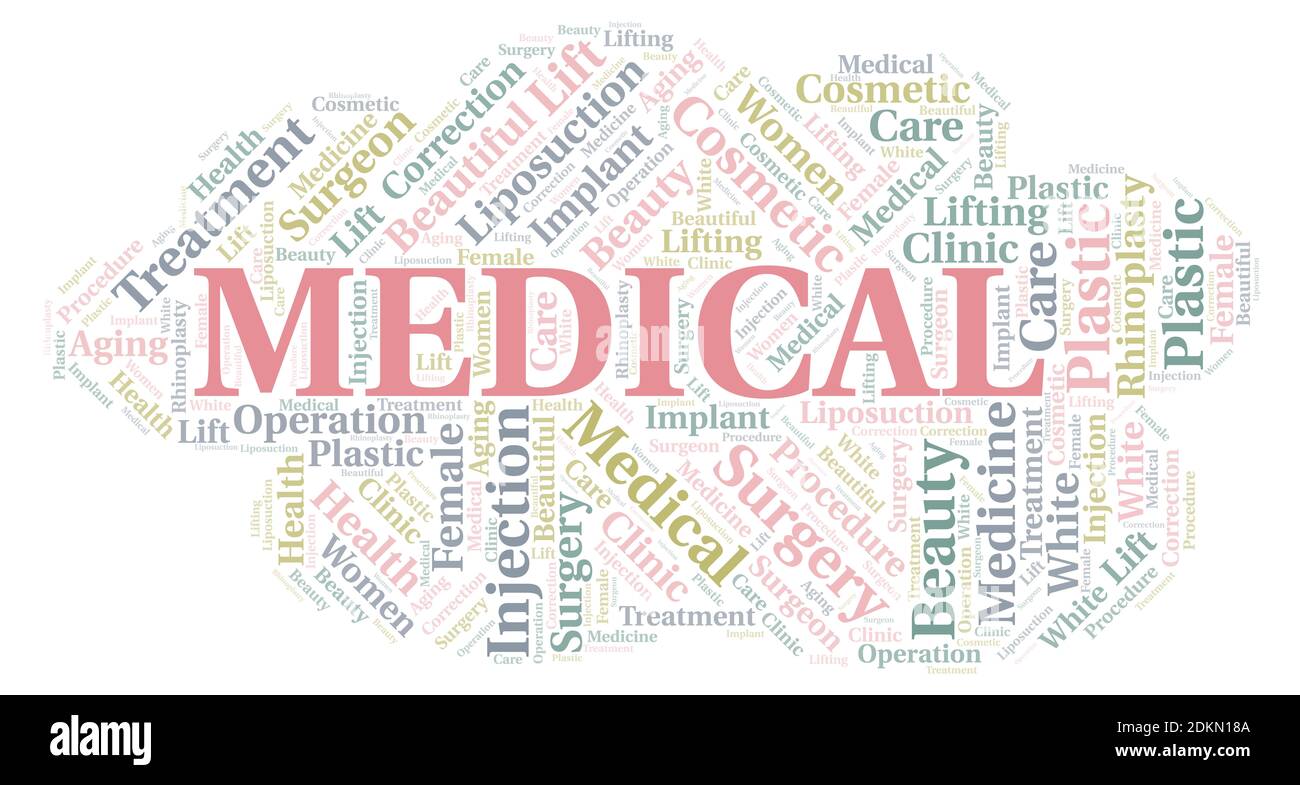 Medical typography word cloud create with text only Stock Photo - Alamy