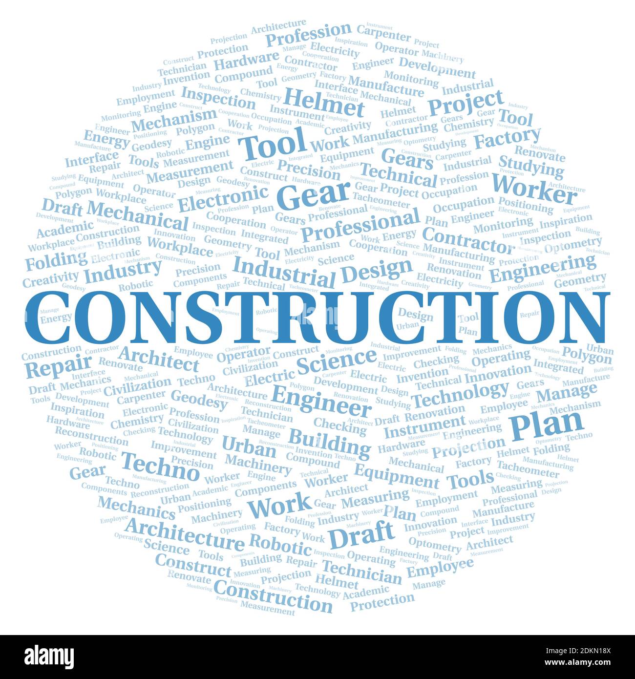 Construction typography word cloud create with text only Stock Photo ...