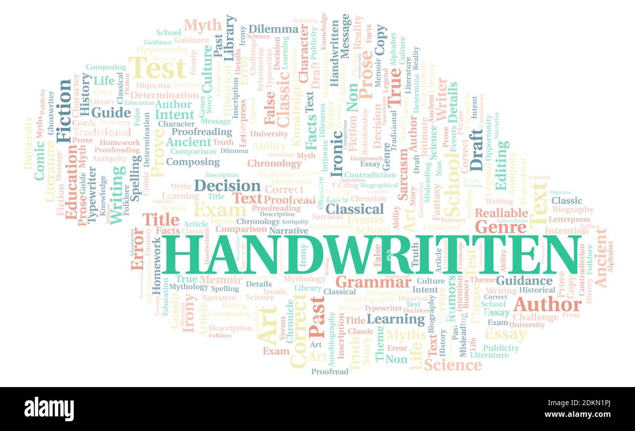 Handwritten typography word cloud create with text only Stock Photo - Alamy