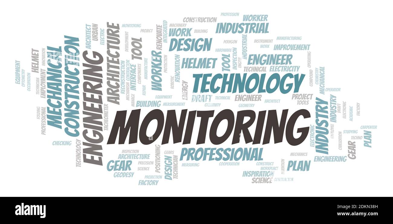Monitoring typography word cloud create with text only Stock Photo - Alamy
