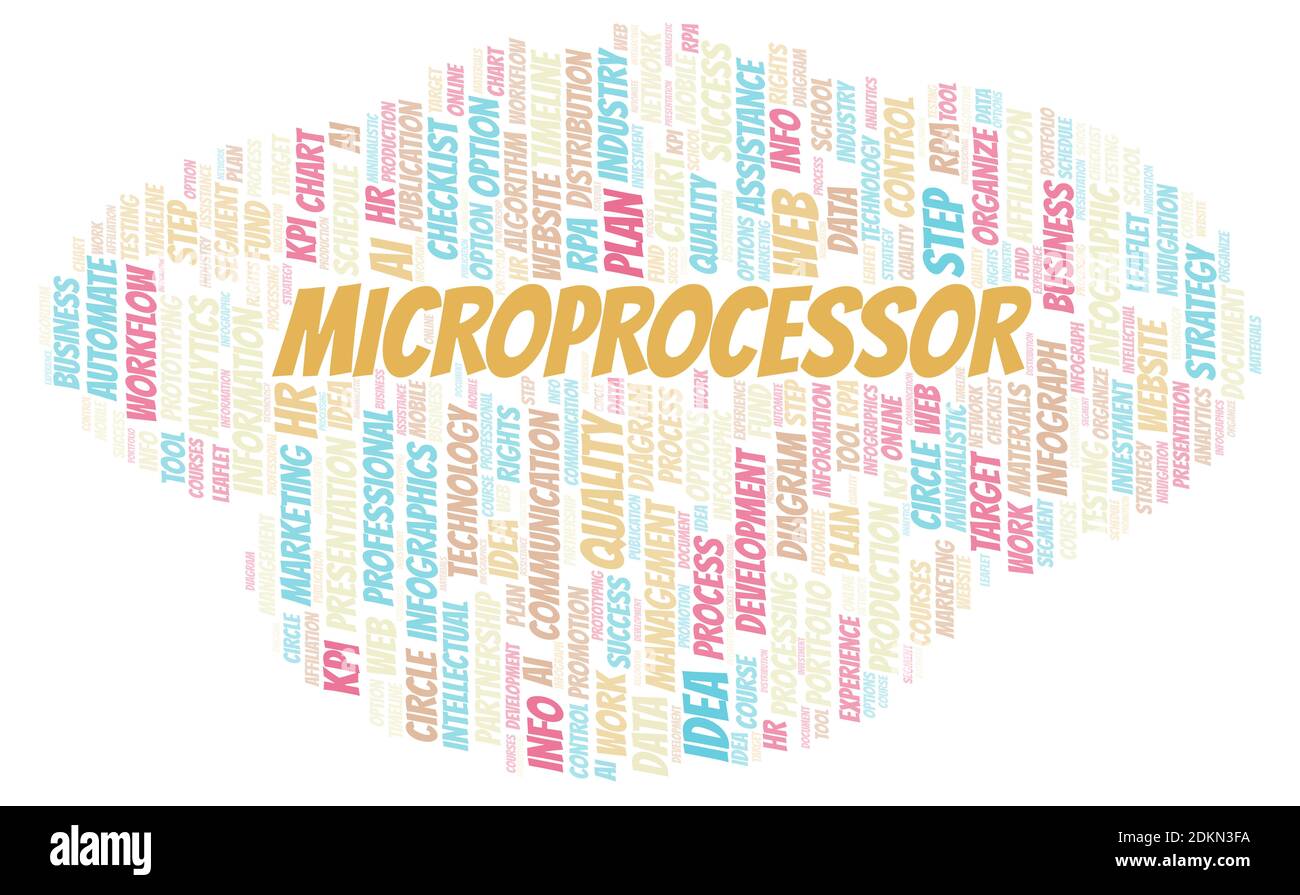 Microprocessor typography word cloud create with text only Stock Photo ...