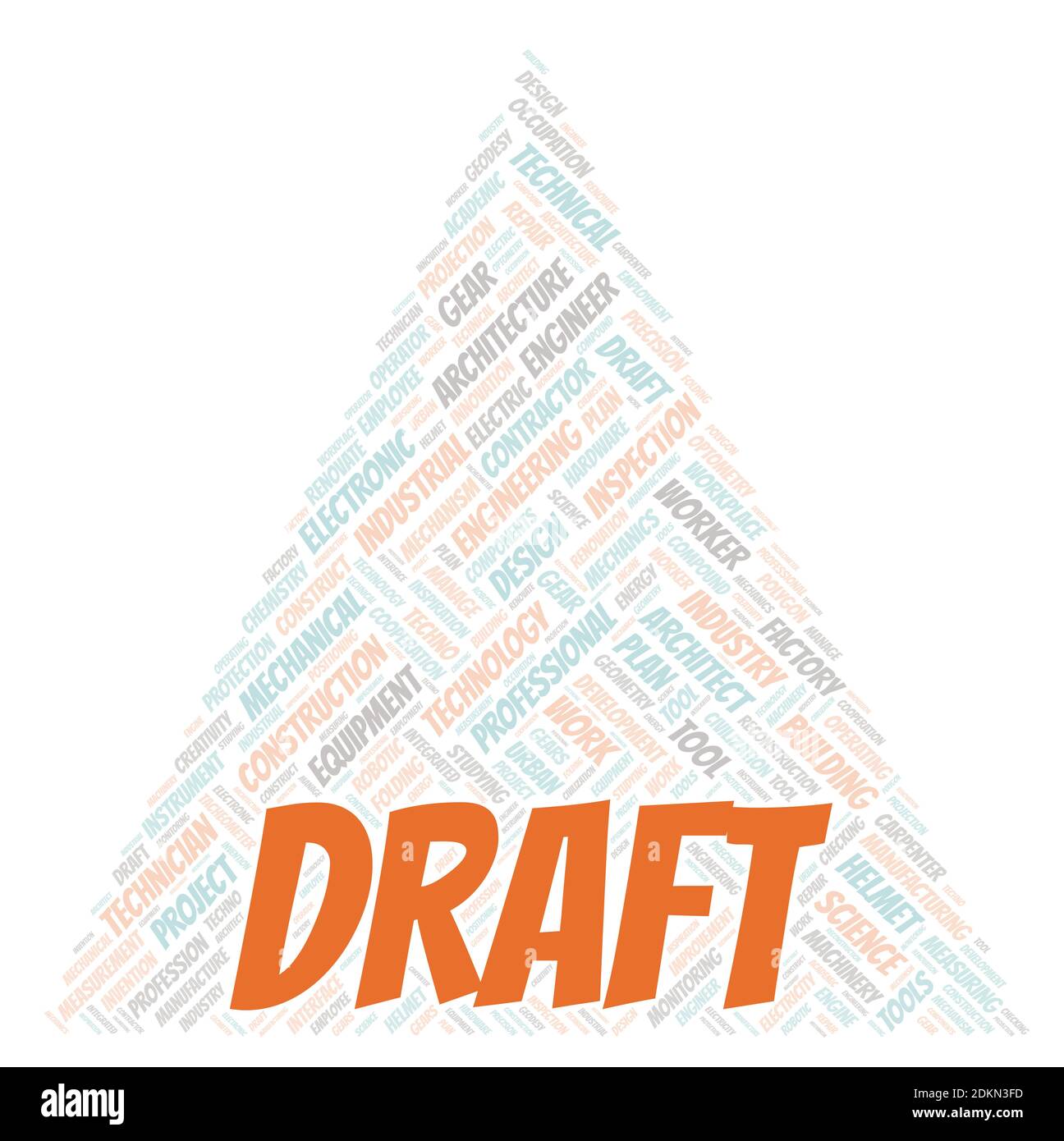 Draft typography word cloud create with text only Stock Photo - Alamy