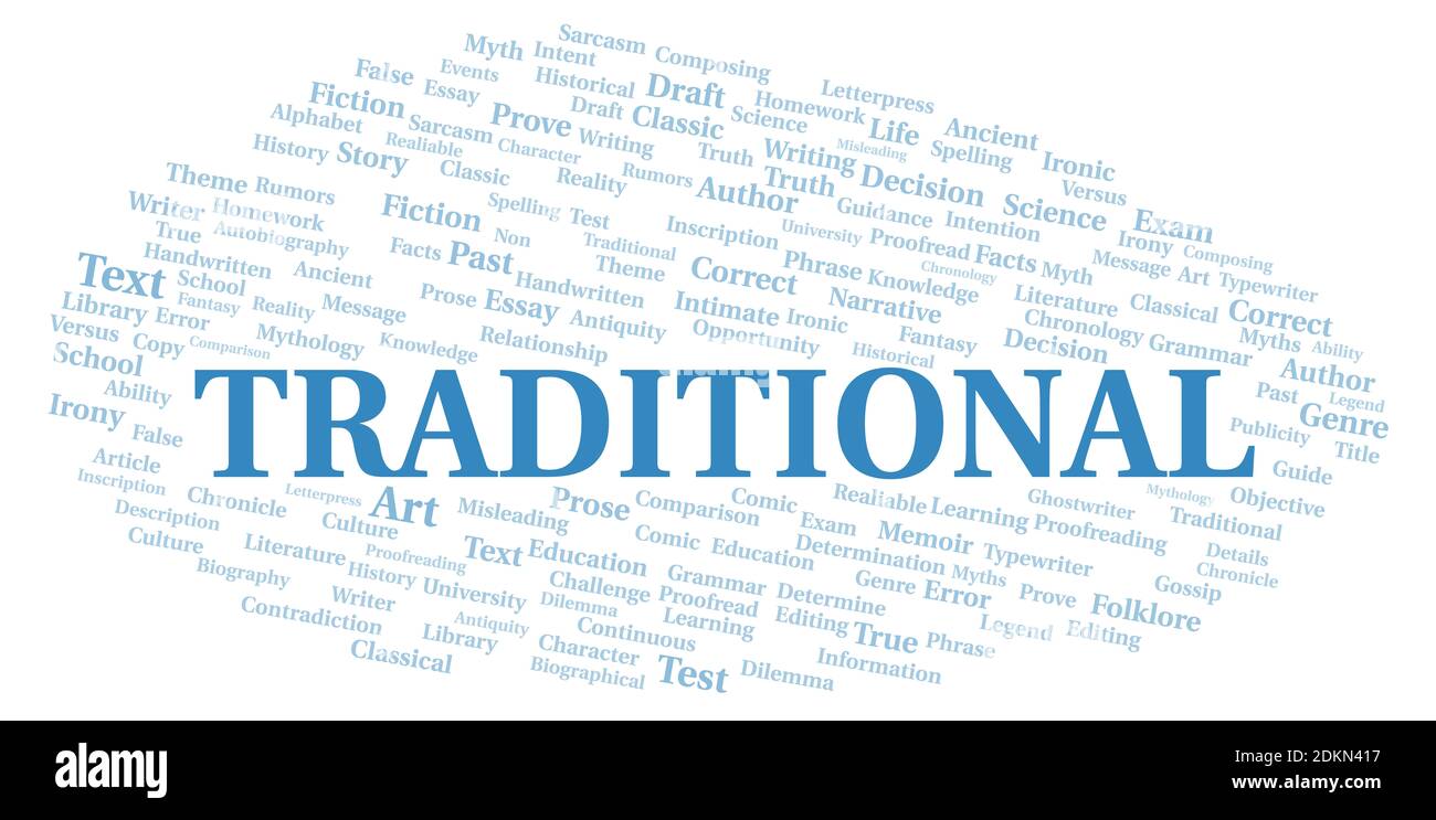 Traditional typography word cloud create with text only Stock Photo - Alamy