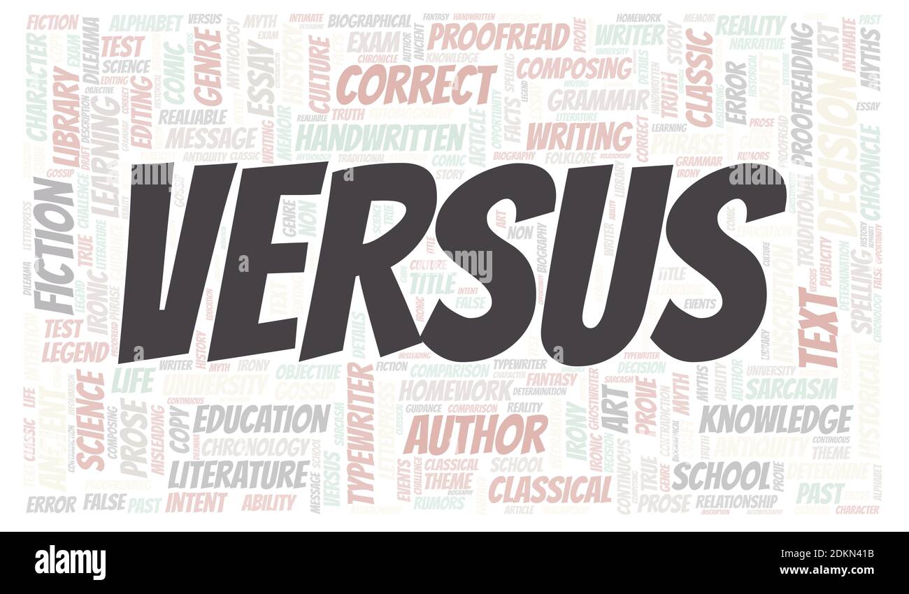 Versus typography word cloud create with text only Stock Photo - Alamy
