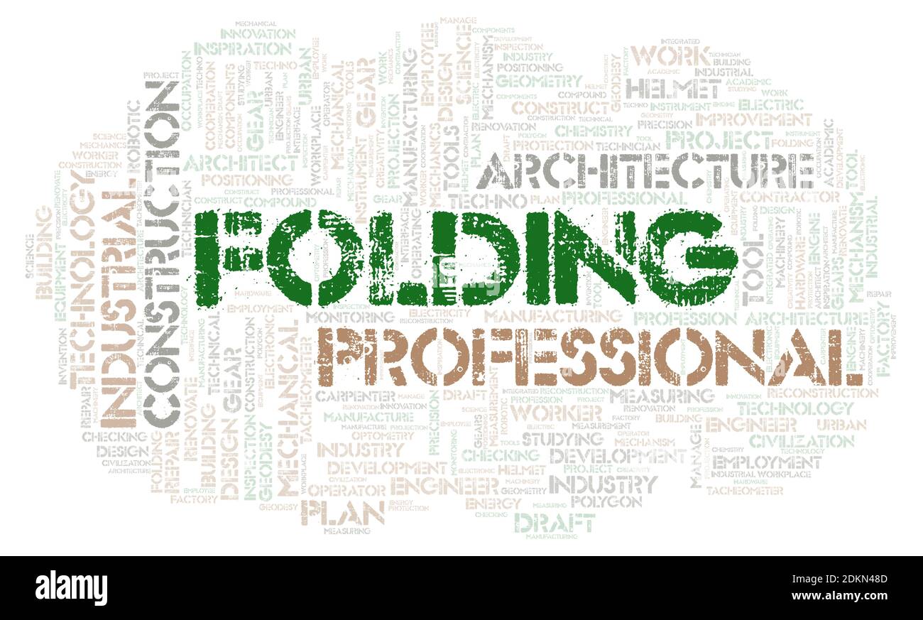 Folding typography word cloud create with text only Stock Photo - Alamy