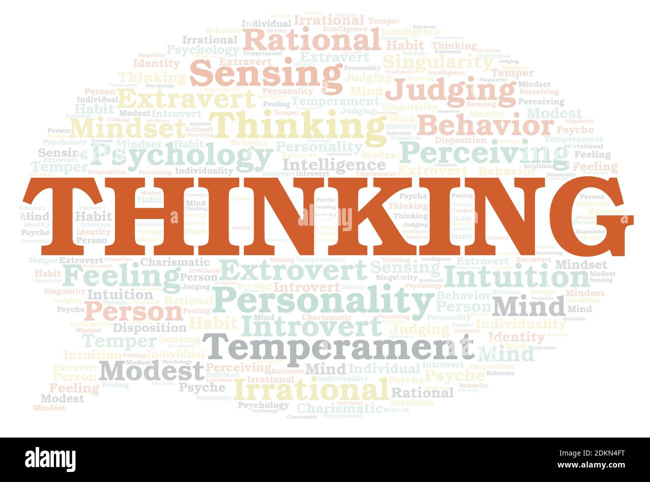 Thinking typography word cloud create with text only Stock Photo - Alamy