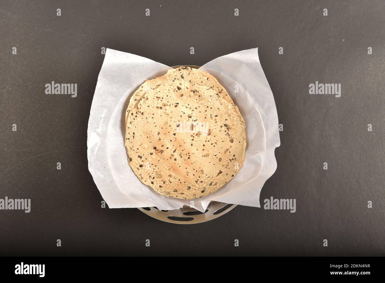 A papadum is a thin, crisp, round flatbread from India Stock Photo - Alamy