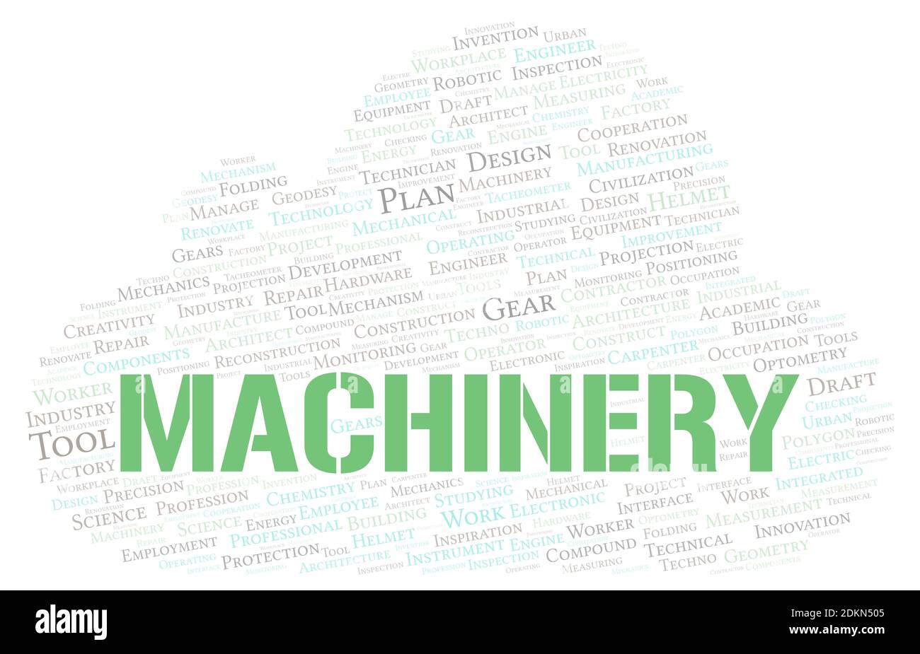 Machinery typography word cloud create with text only Stock Photo - Alamy