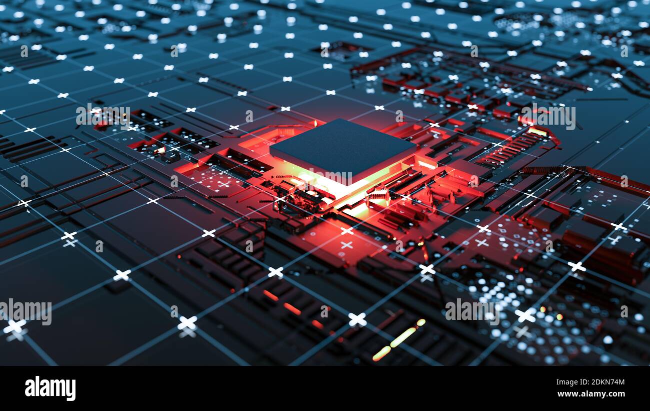 Abstract Central Computer Processors Concept. 3D illustration Stock ...