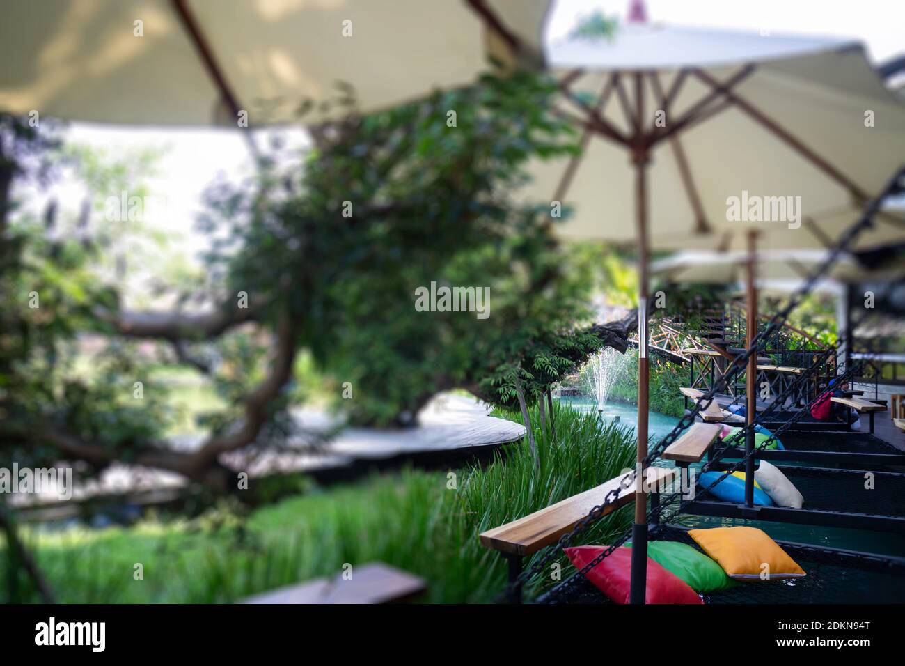 Exterior resort garden with wooden material, stock photo Stock Photo ...