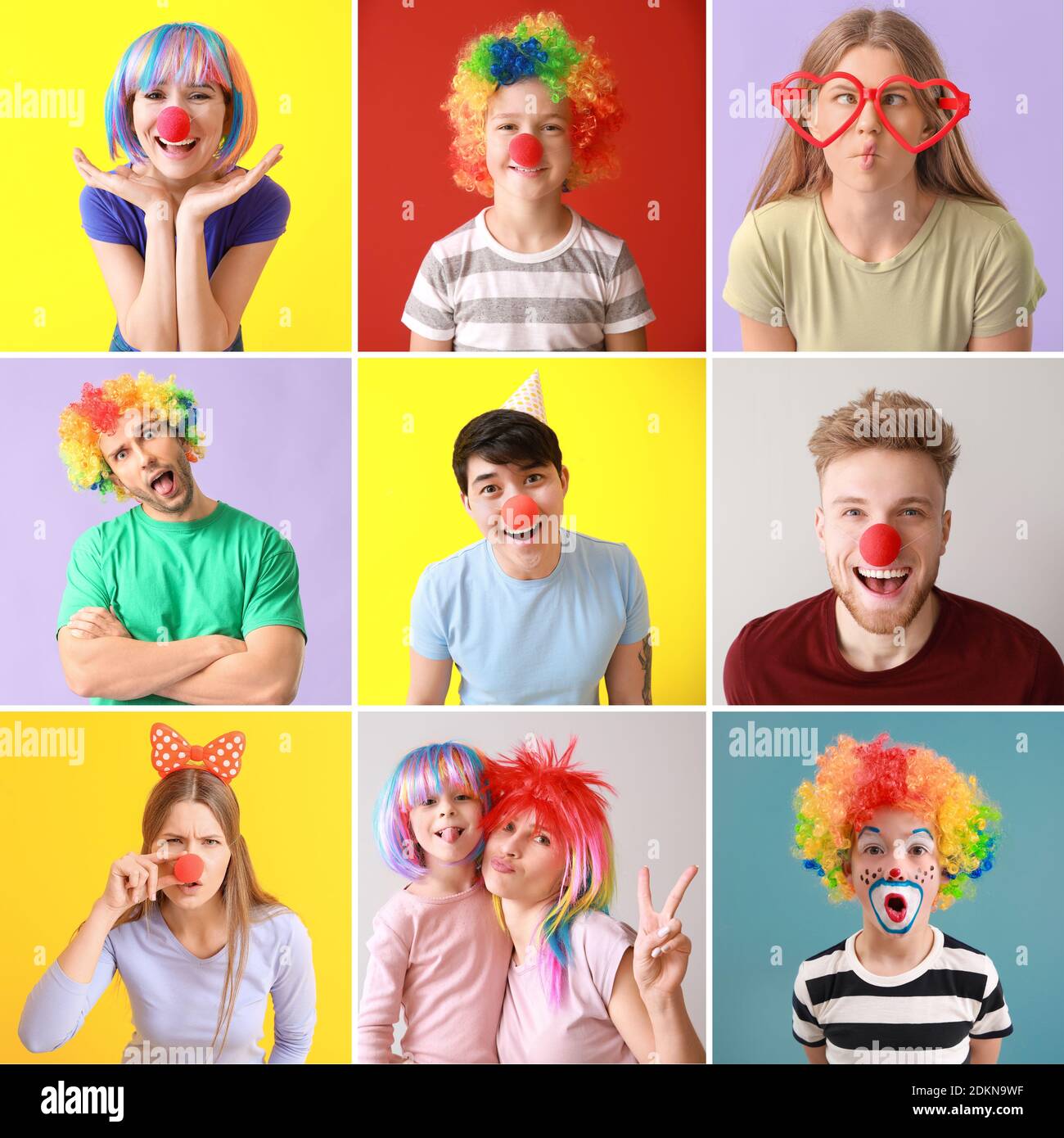 Collage of people celebrating April Fools' Day Stock Photo - Alamy
