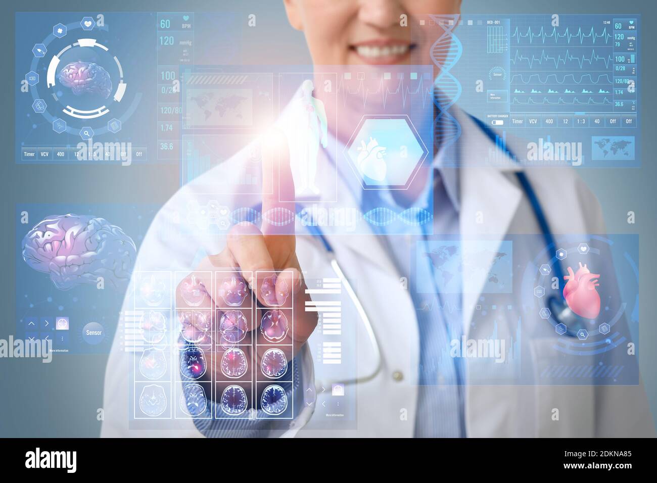Doctor online hand touching hi-res stock photography and images - Alamy