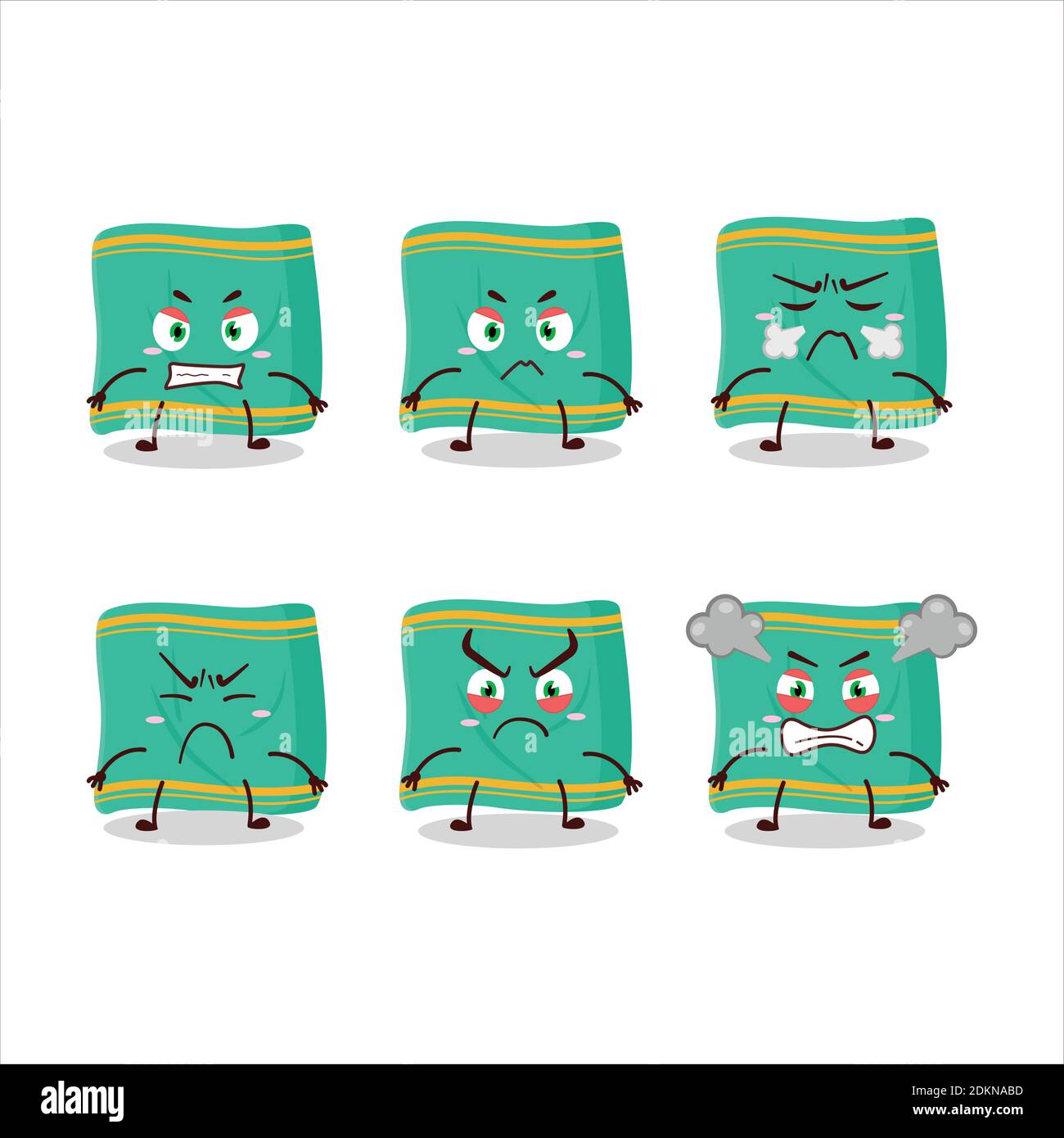 Napkin cartoon character with various angry expressions. Vector ...