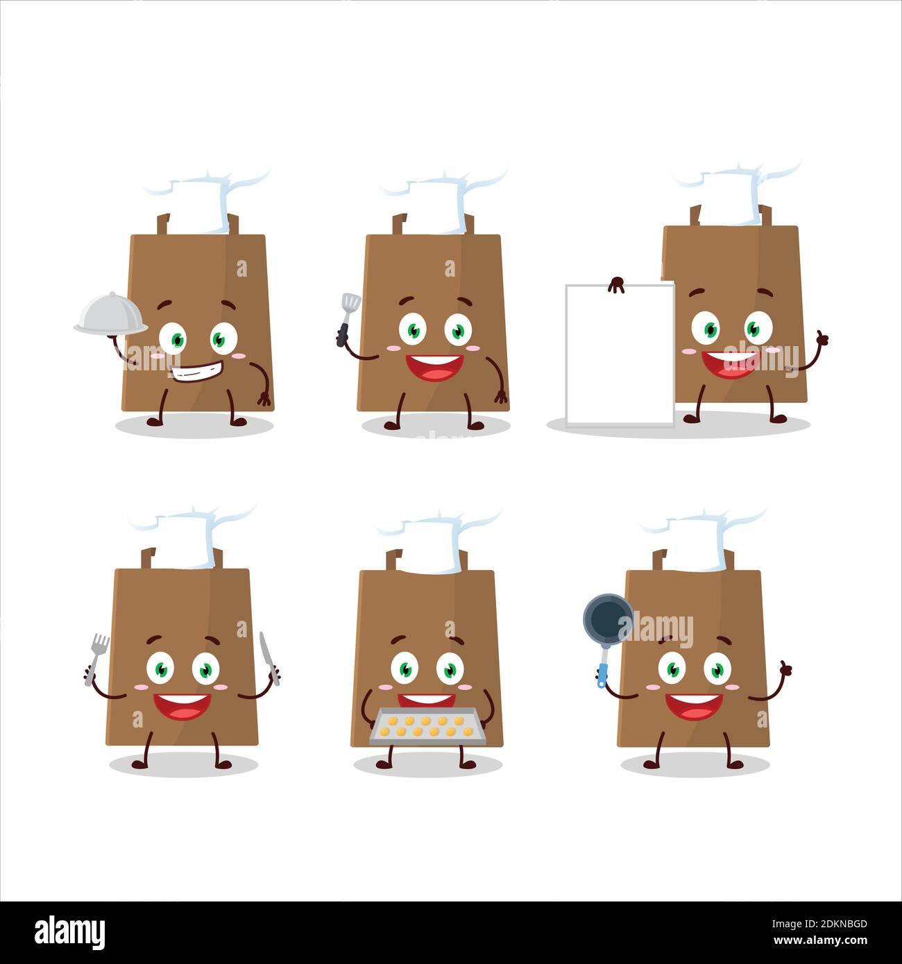 Cartoon character of papper bag with various chef emoticons. Vector ...
