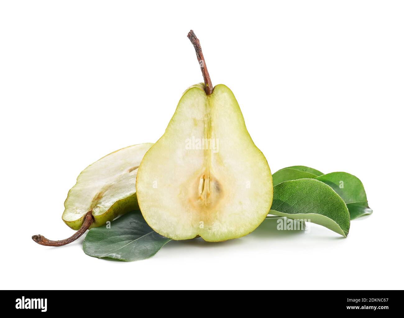Fresh cut pear on white background Stock Photo - Alamy