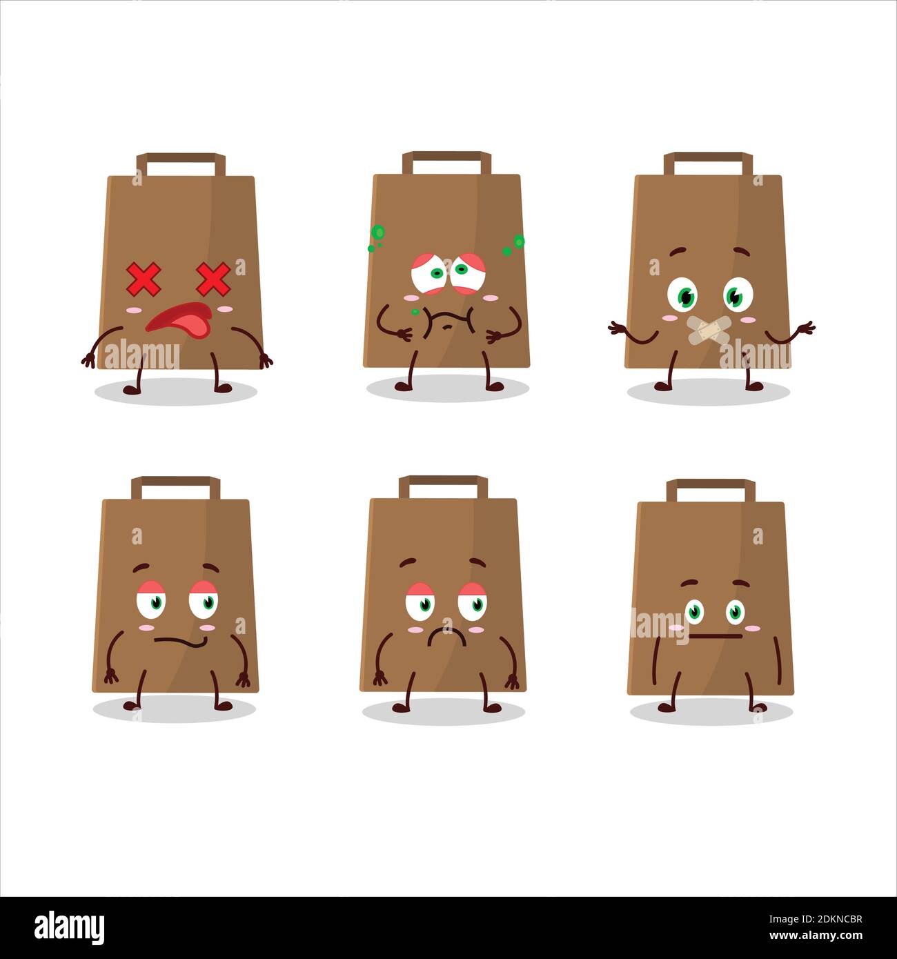 Papper bag cartoon character with nope expression. Vector illustration ...