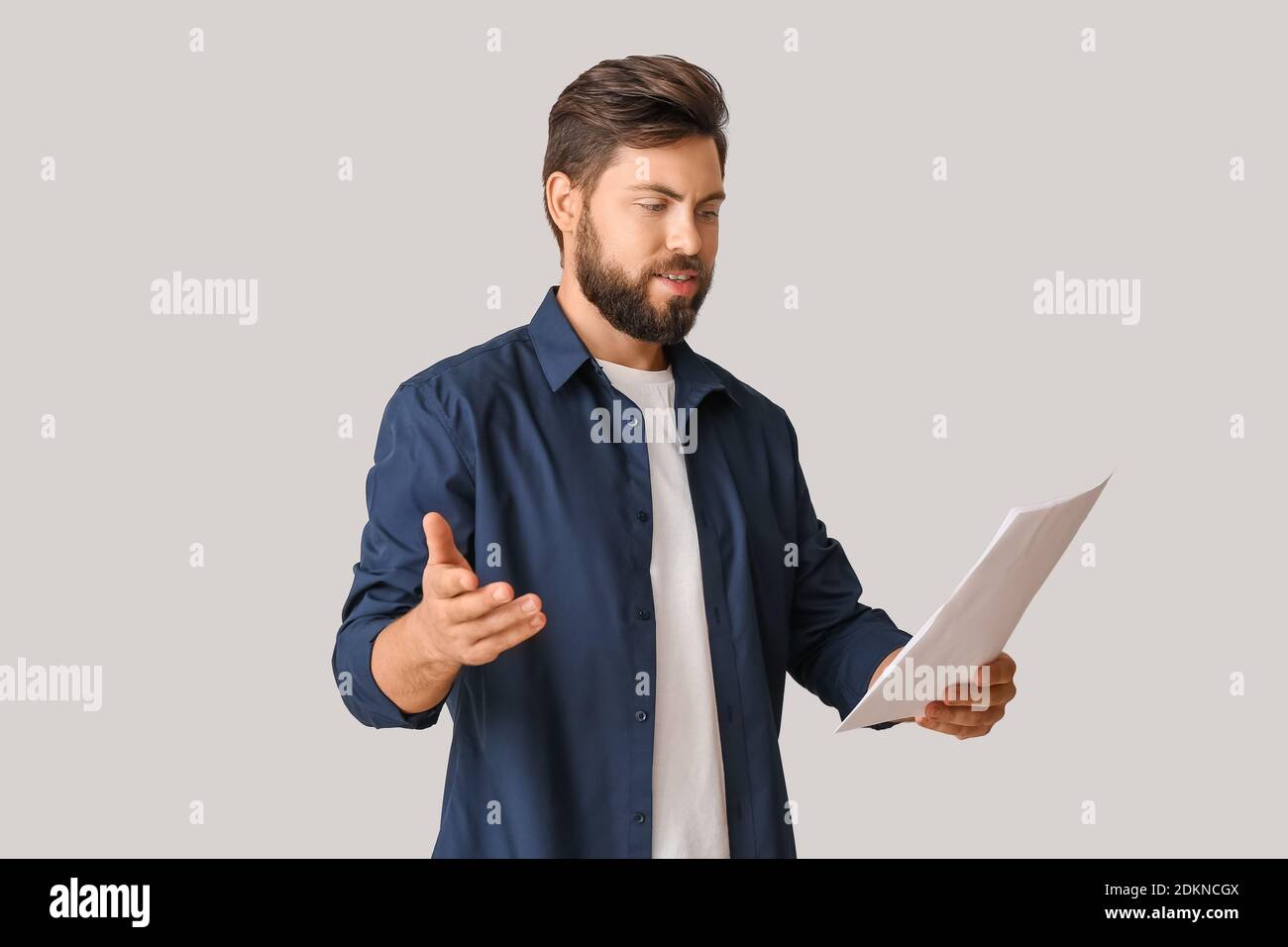 Male actor on light background Stock Photo - Alamy