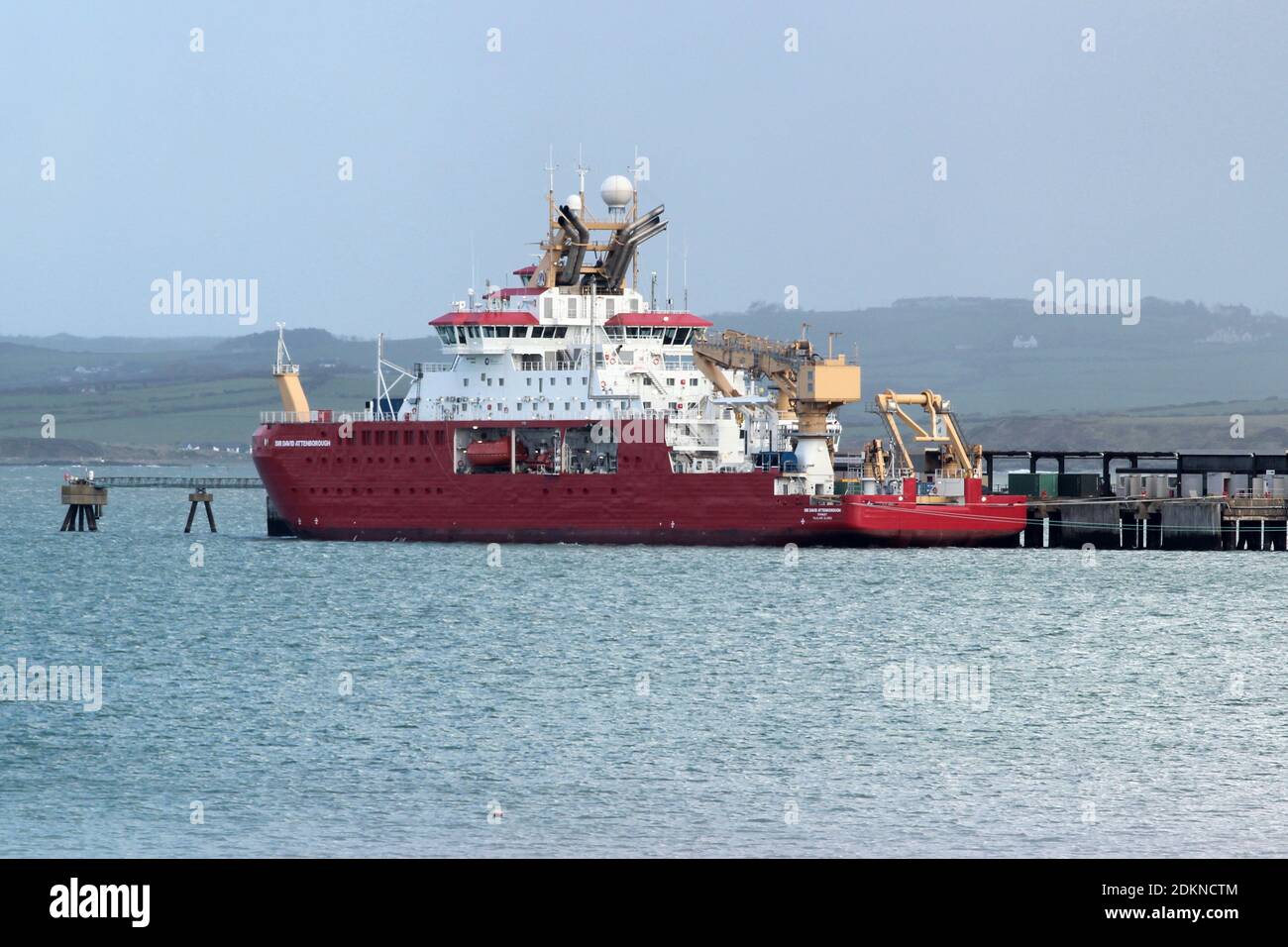 RRS Sir David Attenborough research vessel berthed at Holyhead docks on ...