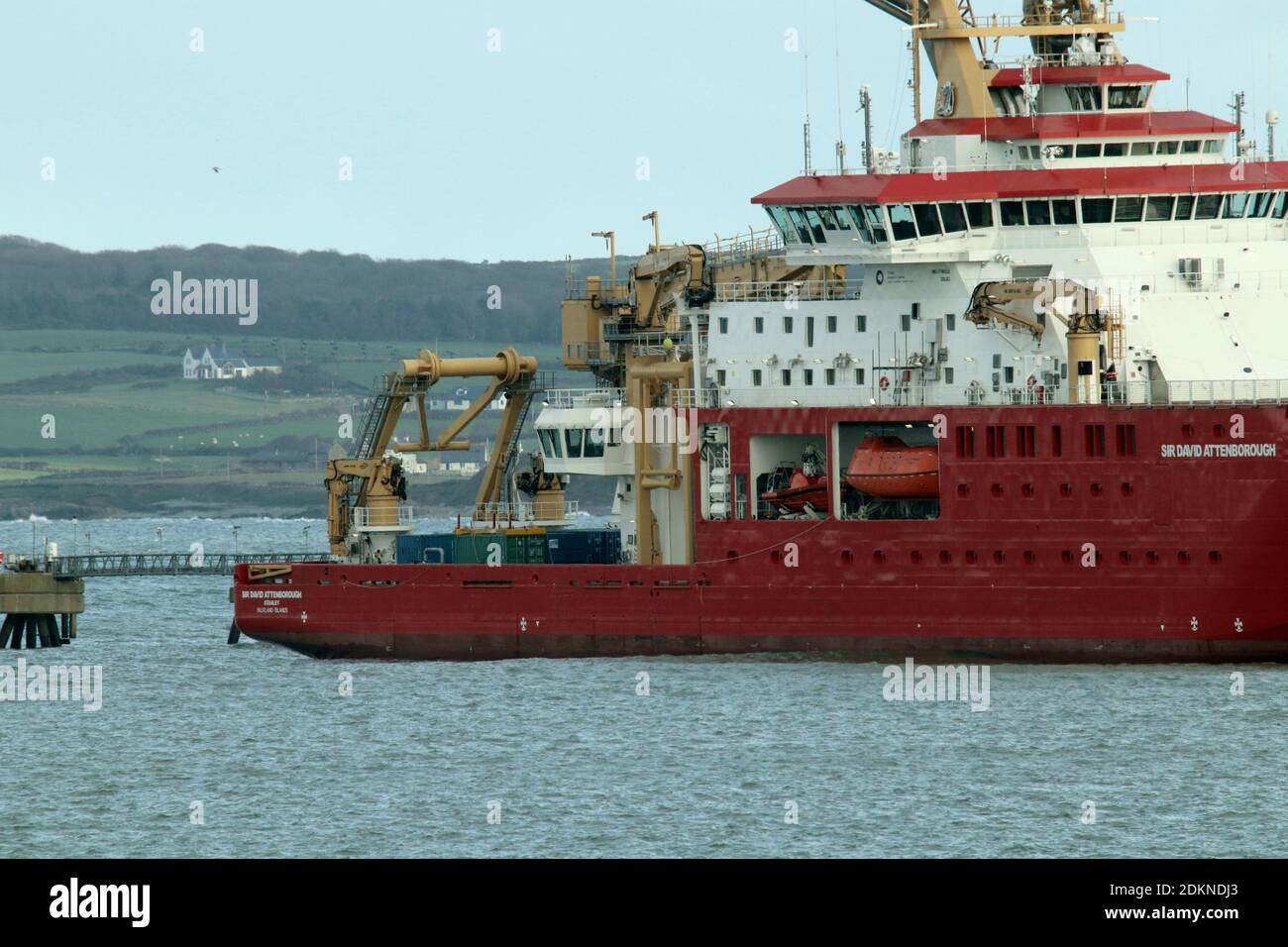 RRS Sir David Attenborough research vessel berthed at Holyhead docks on ...