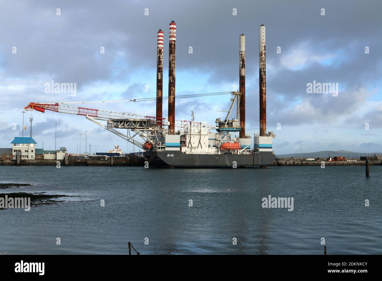 Crane ship or Floating crane. Heavy lift crane ship moored at Holyhead ...