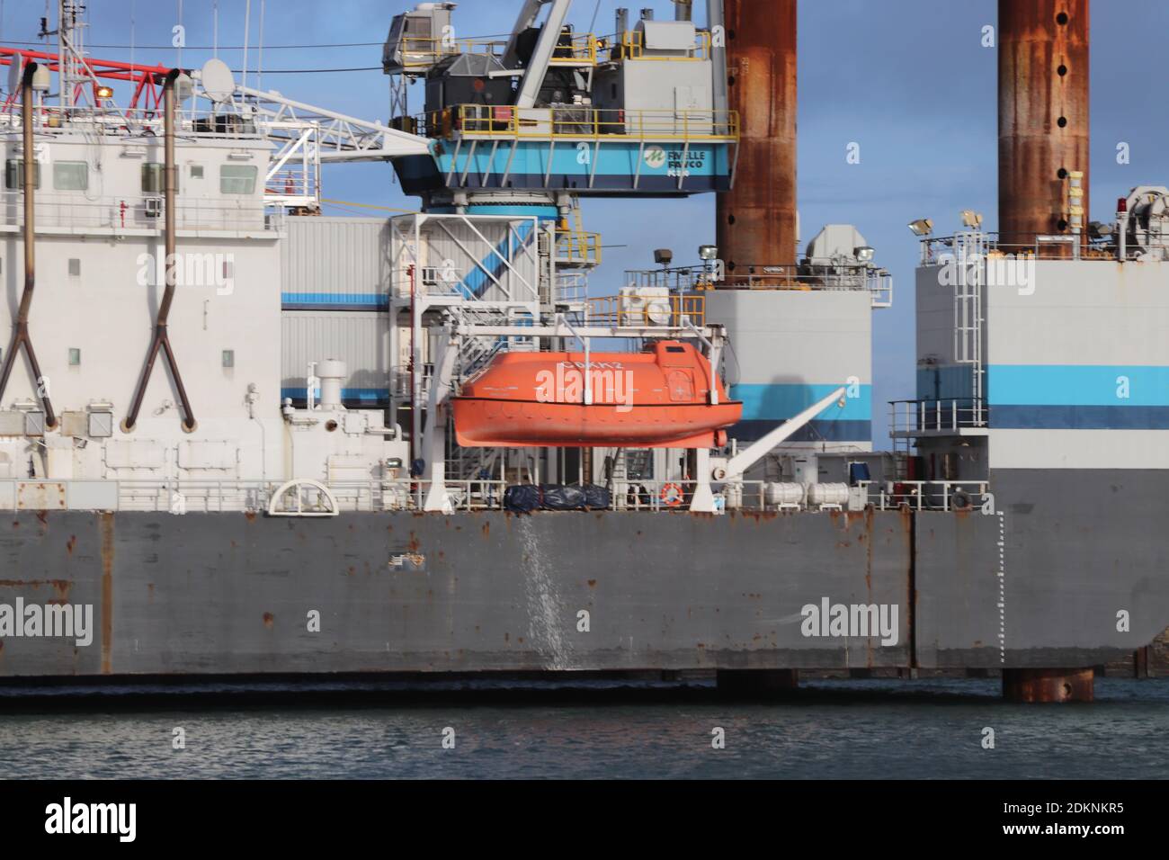 Crane ship or Floating crane. Heavy lift crane ship moored at Holyhead ...
