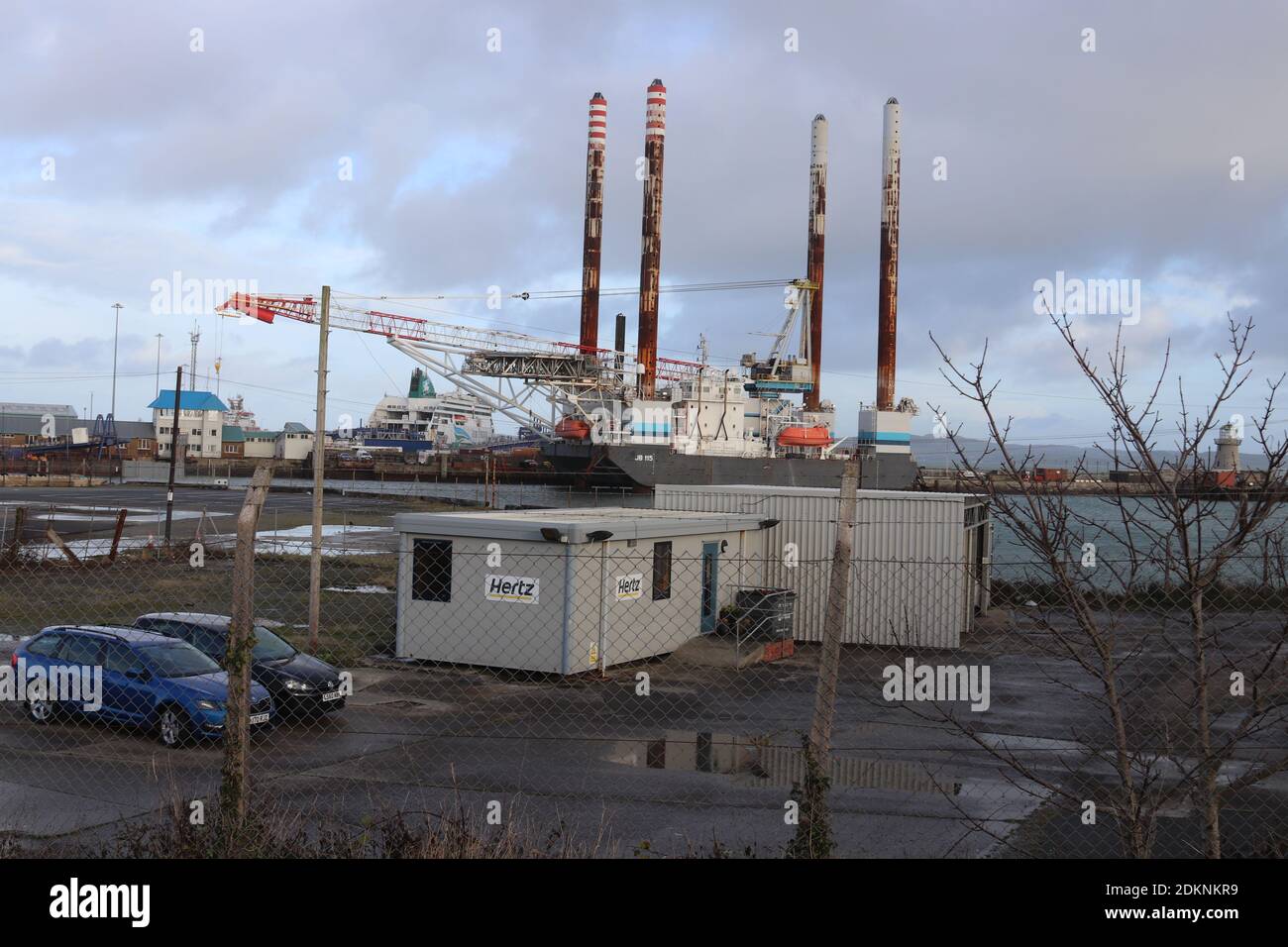 Crane ship or Floating crane. Heavy lift crane ship moored at Holyhead ...