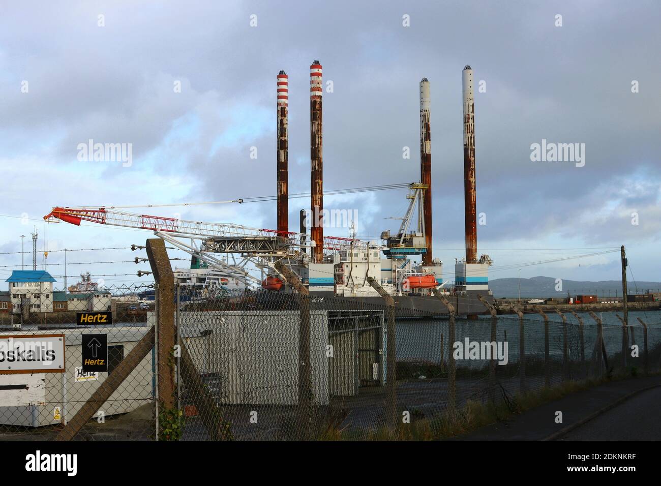 Crane ship or Floating crane. Heavy lift crane ship moored at Holyhead ...