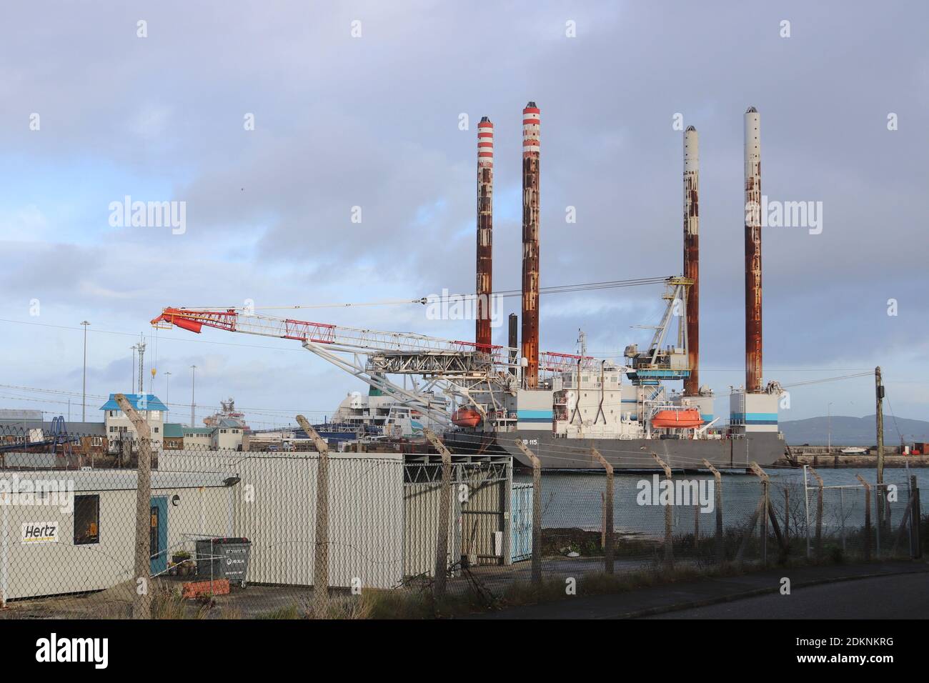 Crane ship or Floating crane. Heavy lift crane ship moored at Holyhead ...