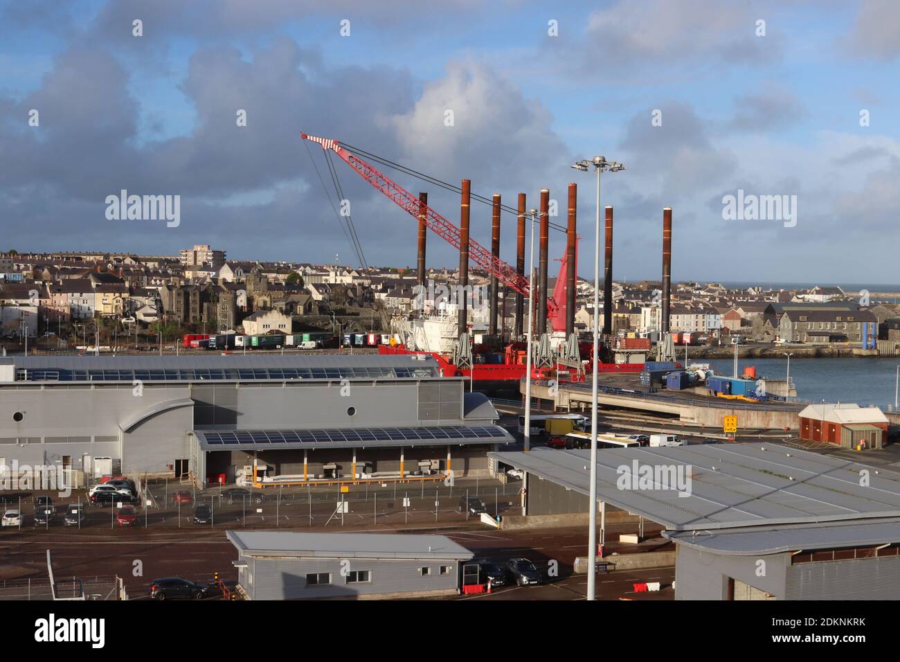 Crane ship or Floating crane. Heavy lift crane ship moored at Holyhead ...