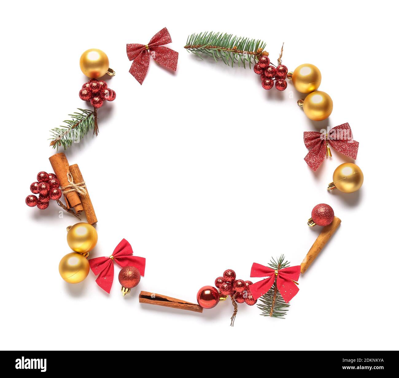 Frame made of beautiful Christmas decor on white background Stock Photo ...