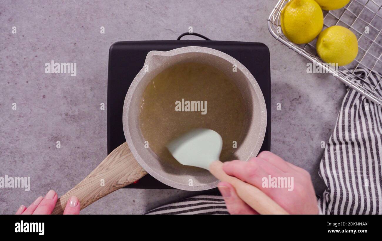 Step step cooking cake syrup hi-res stock photography and images - Alamy