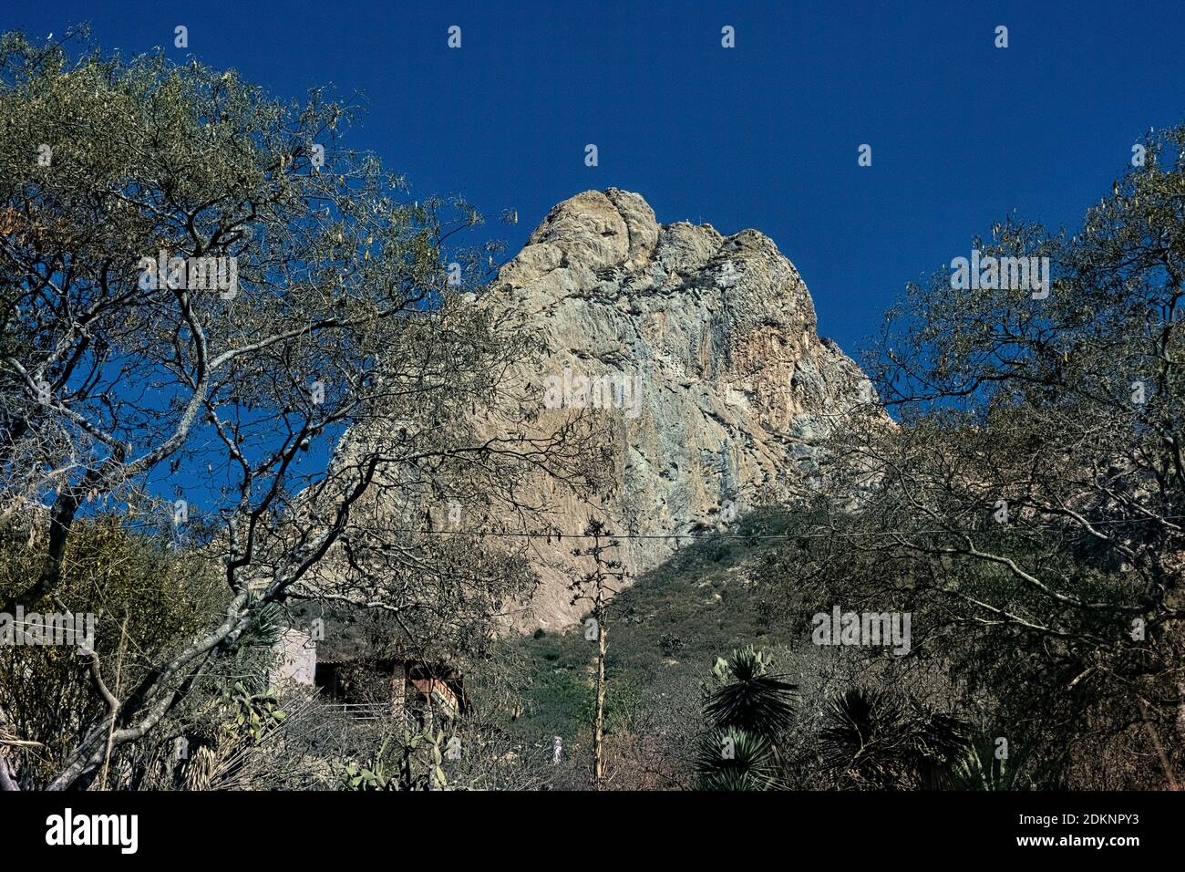 View of the massive Peña de Bernal, UNESCO site and one of the world’s ...
