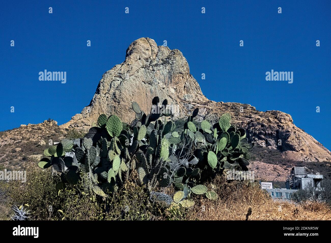 View of the massive Peña de Bernal, UNESCO site and one of the world’s ...