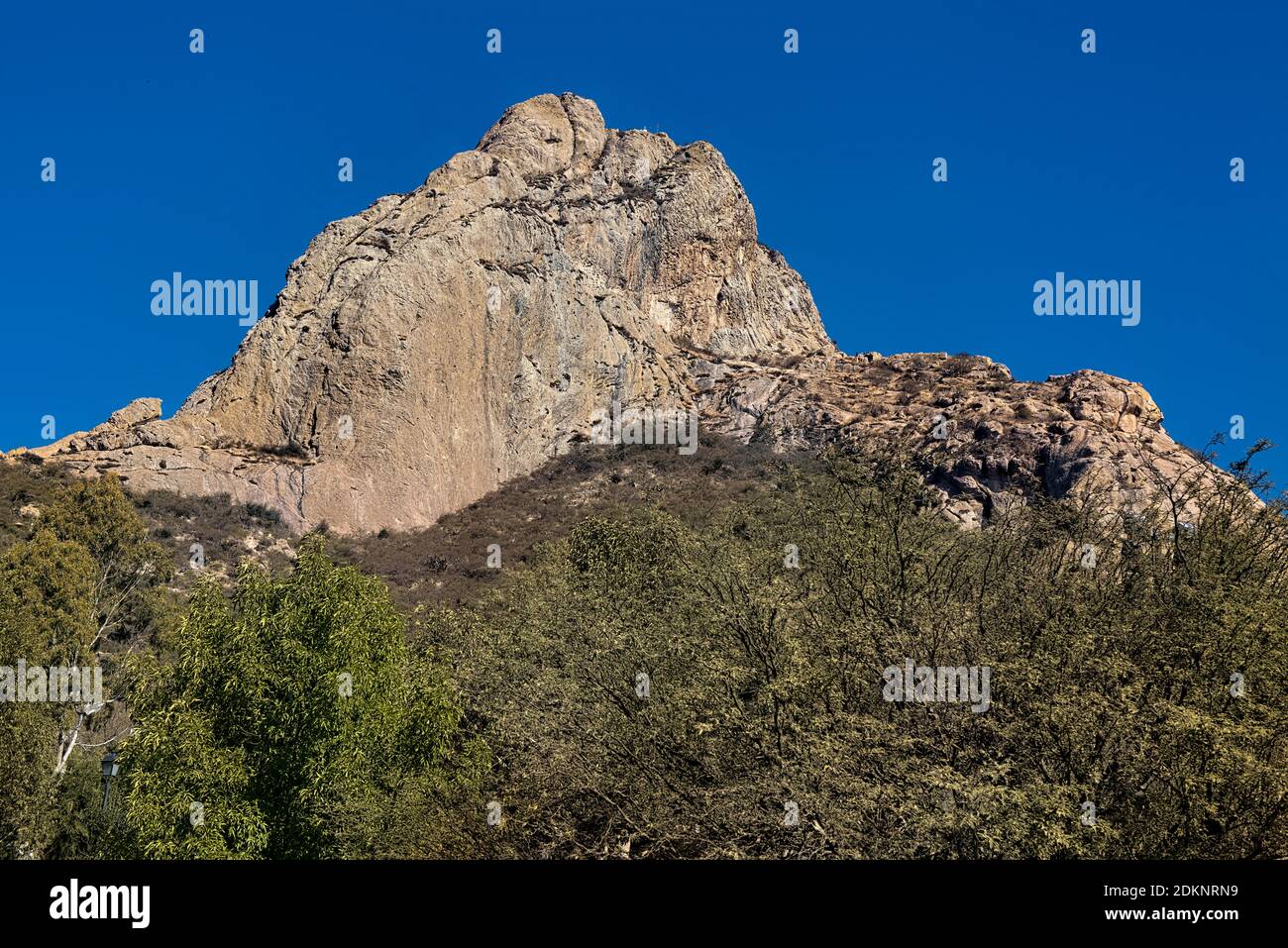 View of the massive Peña de Bernal, UNESCO site and one of the world’s ...