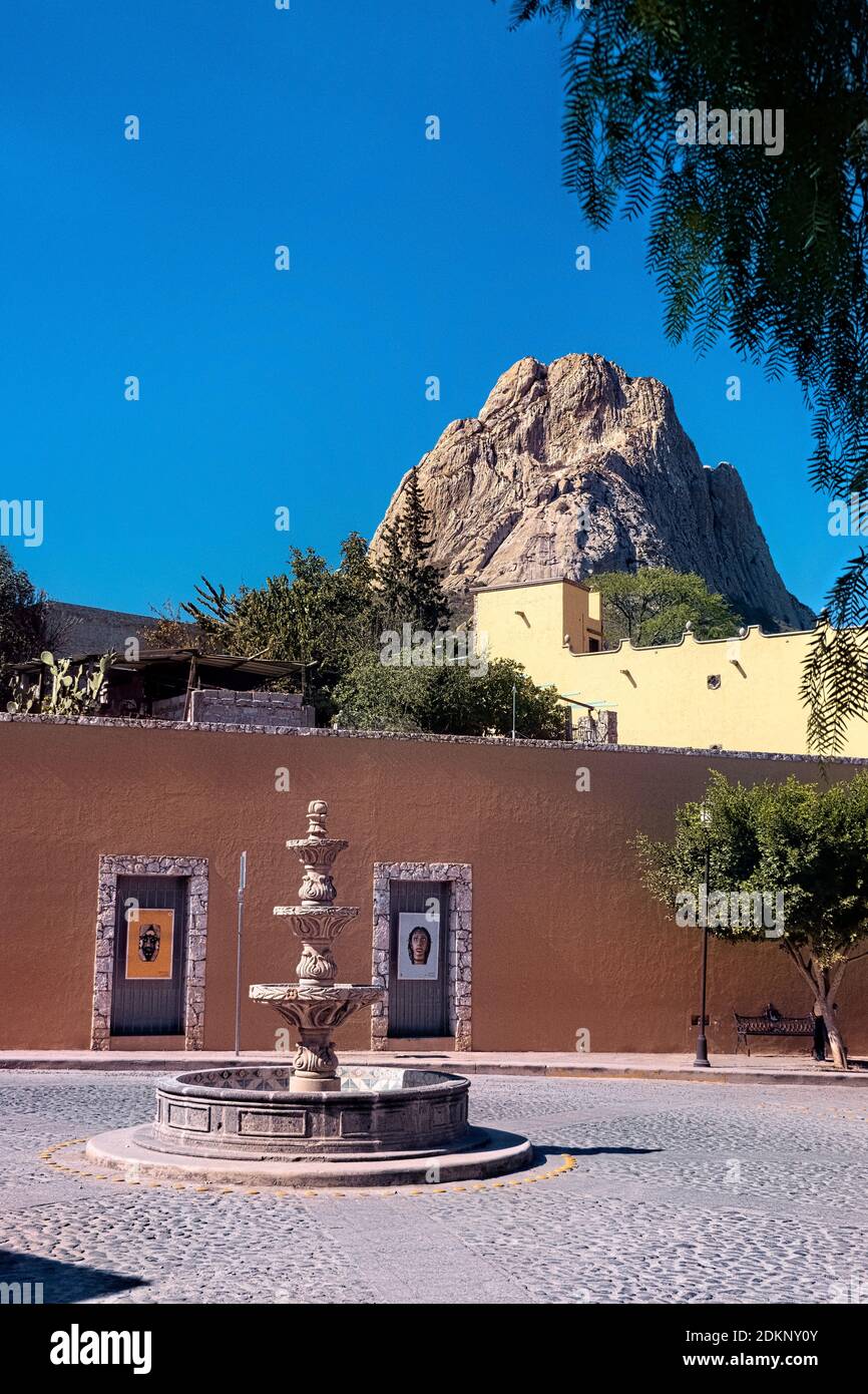 View of the massive Peña de Bernal, UNESCO site and one of the world’s ...