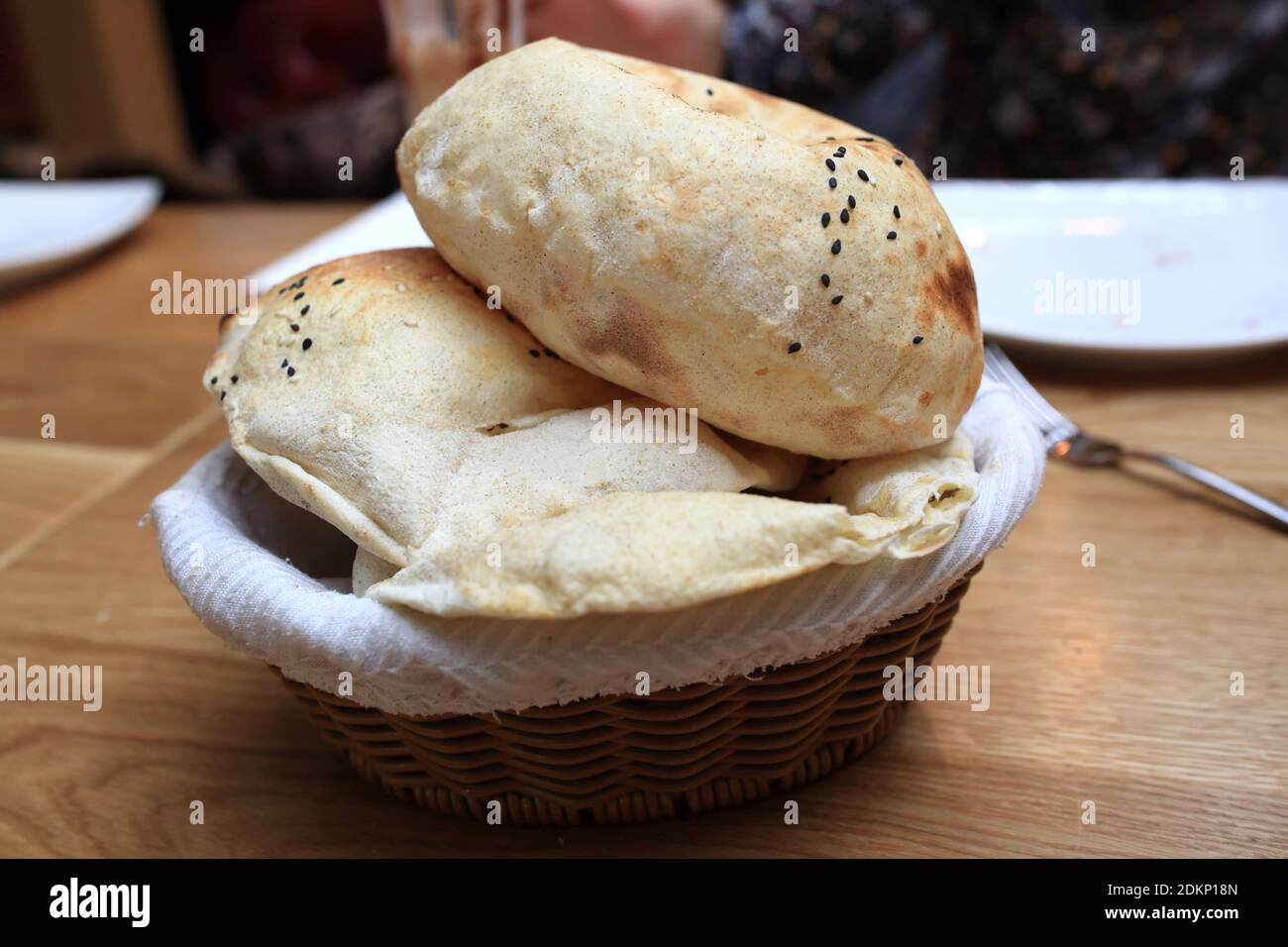 View of turkish bread in a basket Stock Photo - Alamy