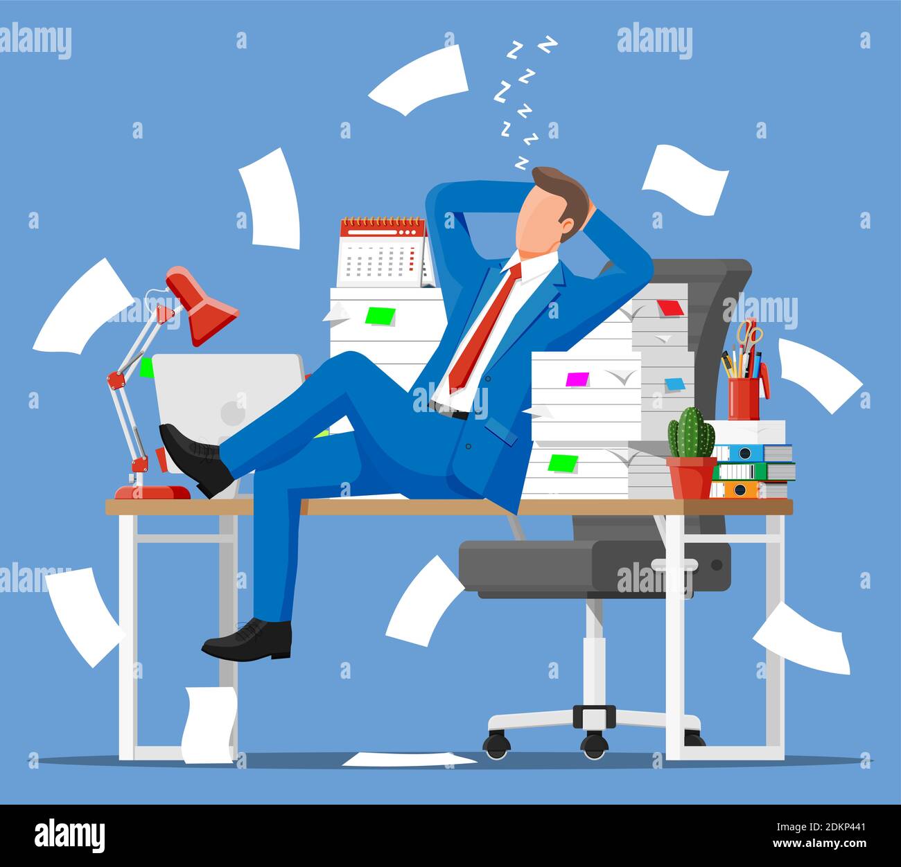 Cartoon exhausted employee sleeping on hi-res stock photography and ...