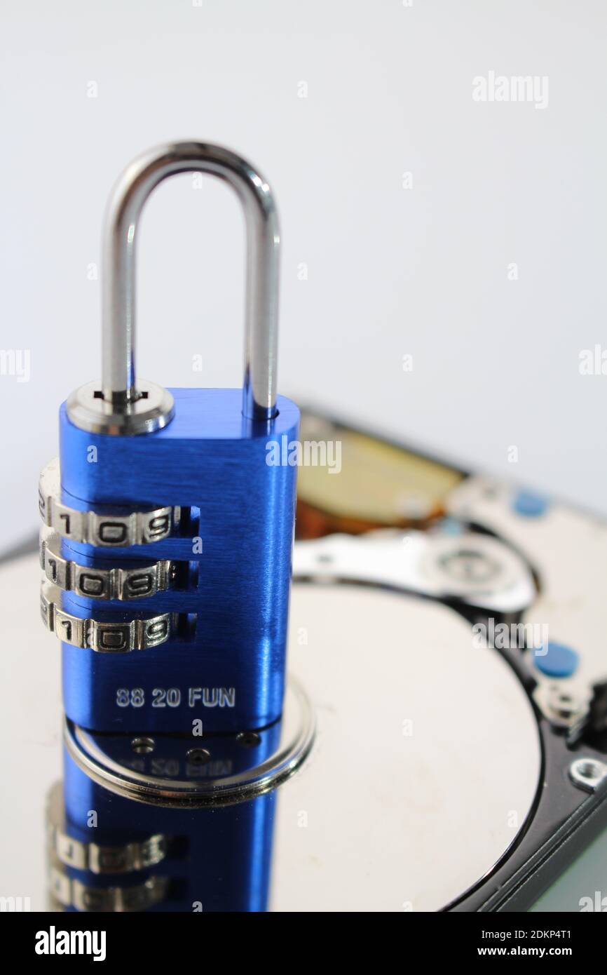 An concept image of a hard drive with a lock Stock Photo - Alamy