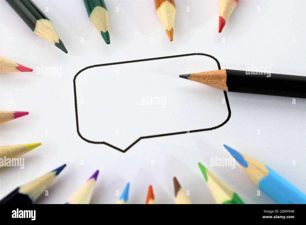 An concept image of a speech bubble with colorful pencils Stock Photo ...