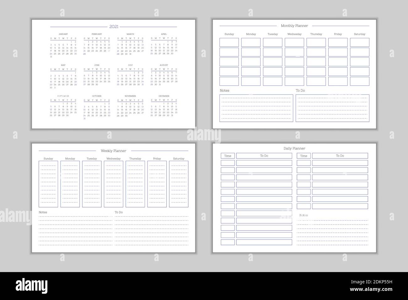 2021 calendar and daily weekly monthly personal planner diary template ...